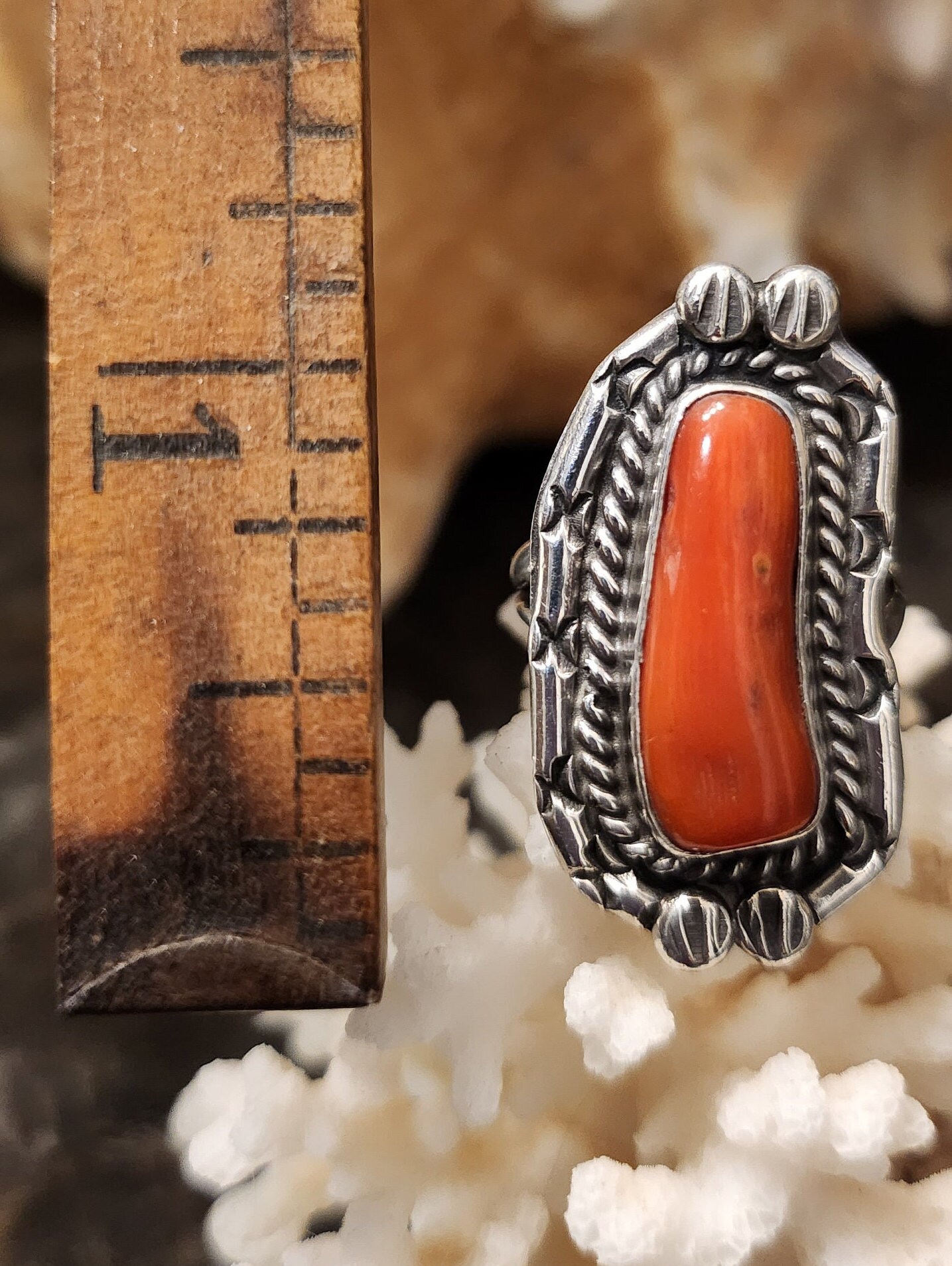Old Pawn Navajo Sterling Silver Coral Dual-band Ring - Etsy