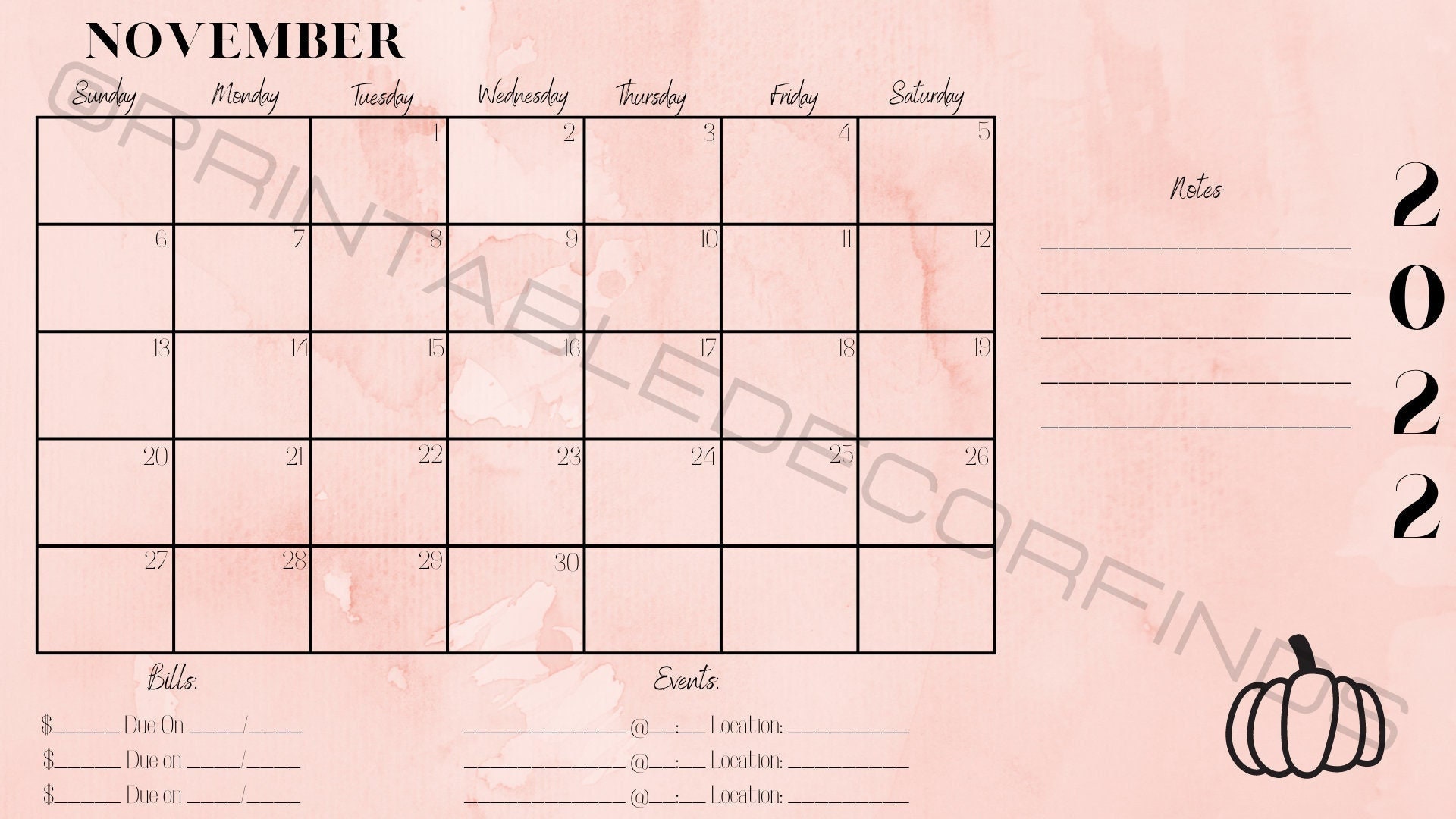 November Calender - Etsy