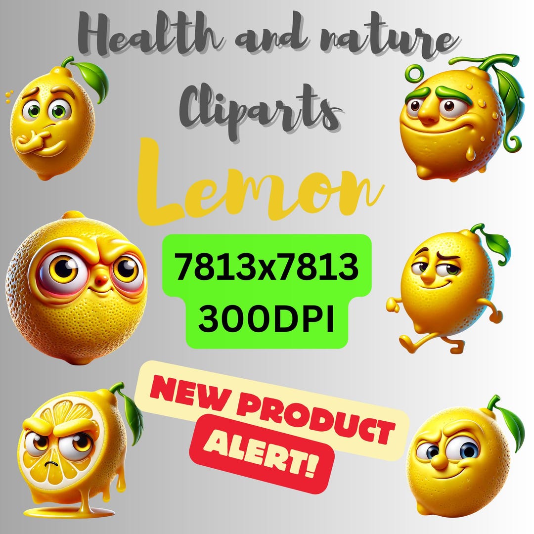 Vibrant Lemon Clipart Collection | 10 Unique Lemon Illustrations in ...