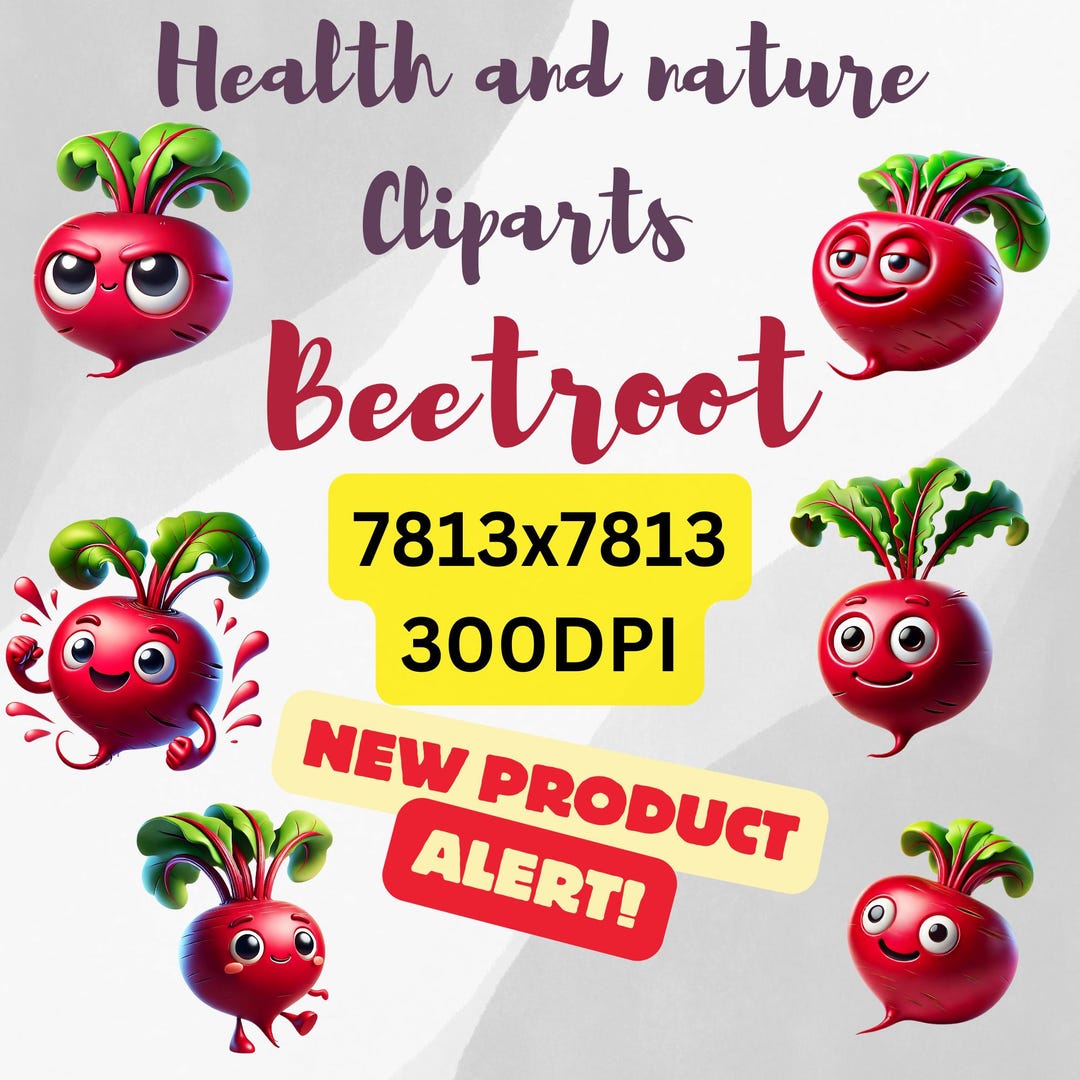 Funny Beetroot Clipart Pack 10 Pngs 300 DPI Digital Scrapbooking and ...