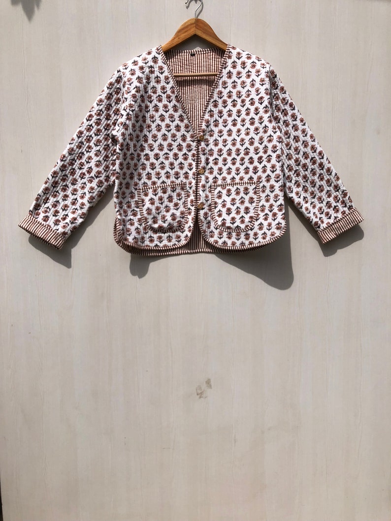 New Style Women's Quilted Jacket Block Printed Boho Style Quilted ...