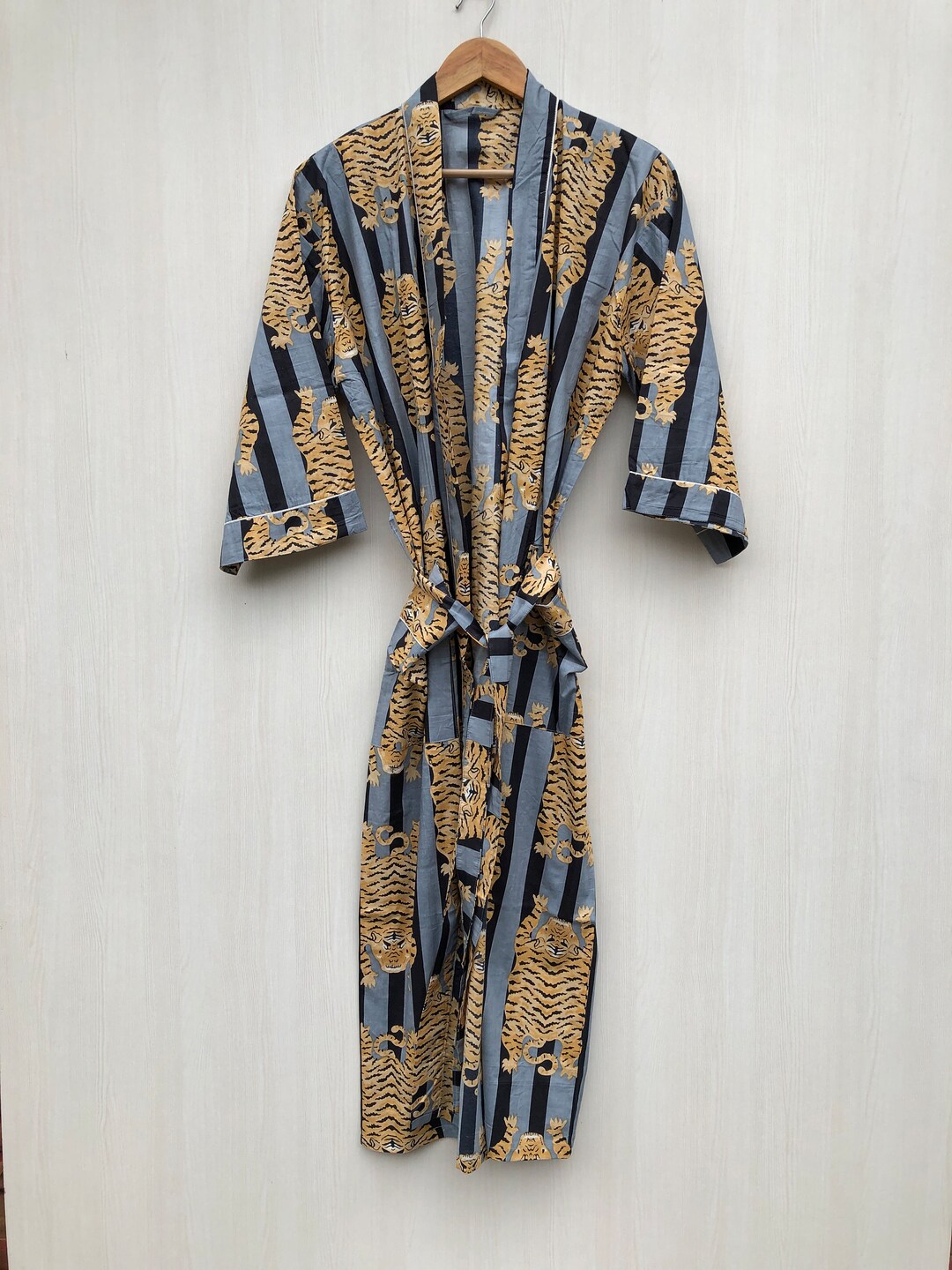 Tiger Print Indian Cotton Kimono Robes, Printed Kimono, Soft and ...