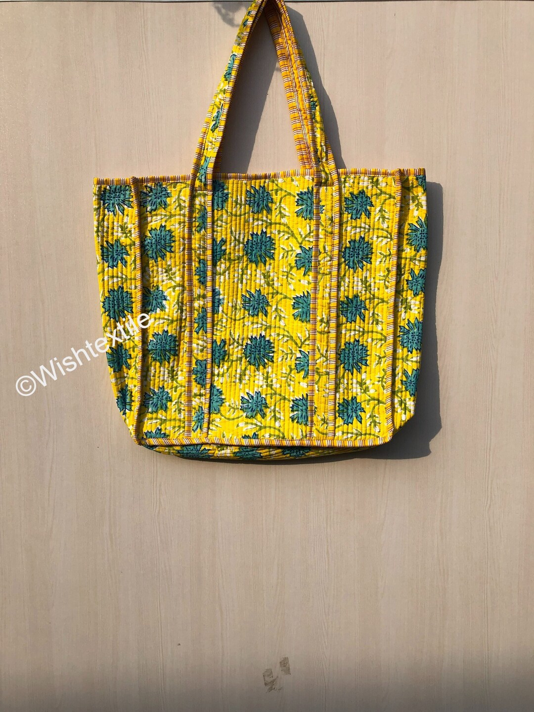 Handmade Quilted Cotton Tote: Floral Print Ethnic Jhola Bag - Etsy