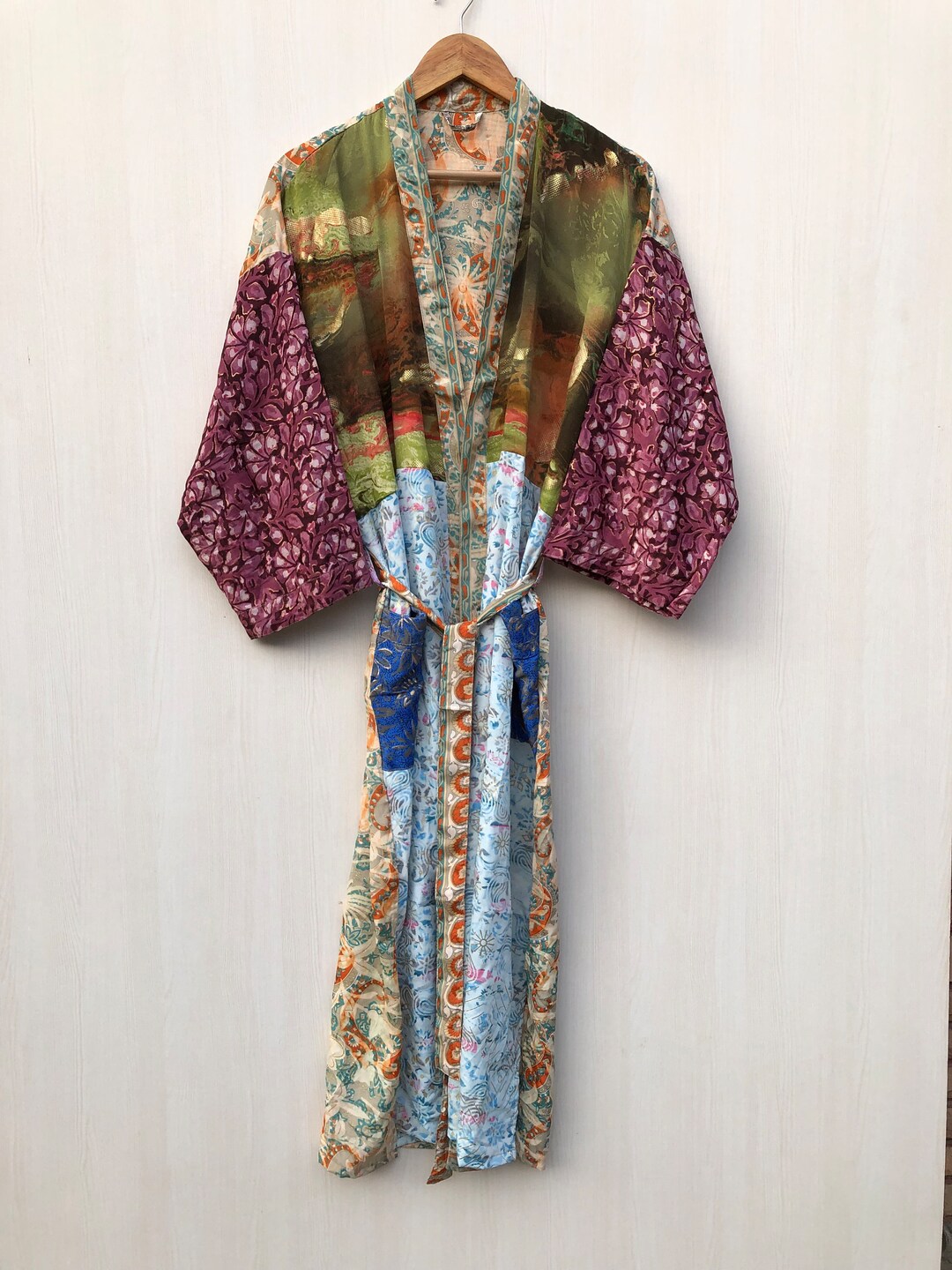 New Silky Sari Boho Kimono Regal House Robe - Luxury Lounge Digital ...