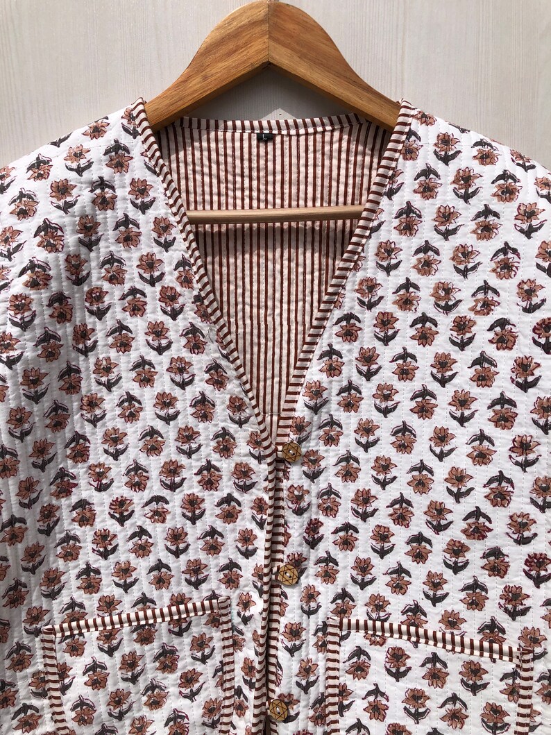 New Style Women's Quilted Jacket Block Printed Boho Style Quilted ...