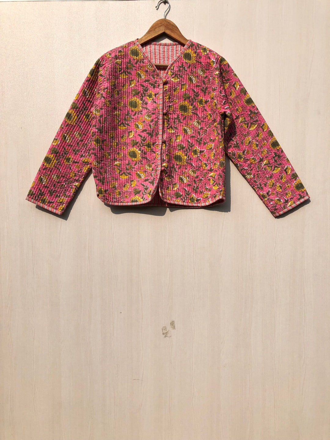 Block Printed Cotton Quilted Jacket: Handmade Boho Coat - Etsy