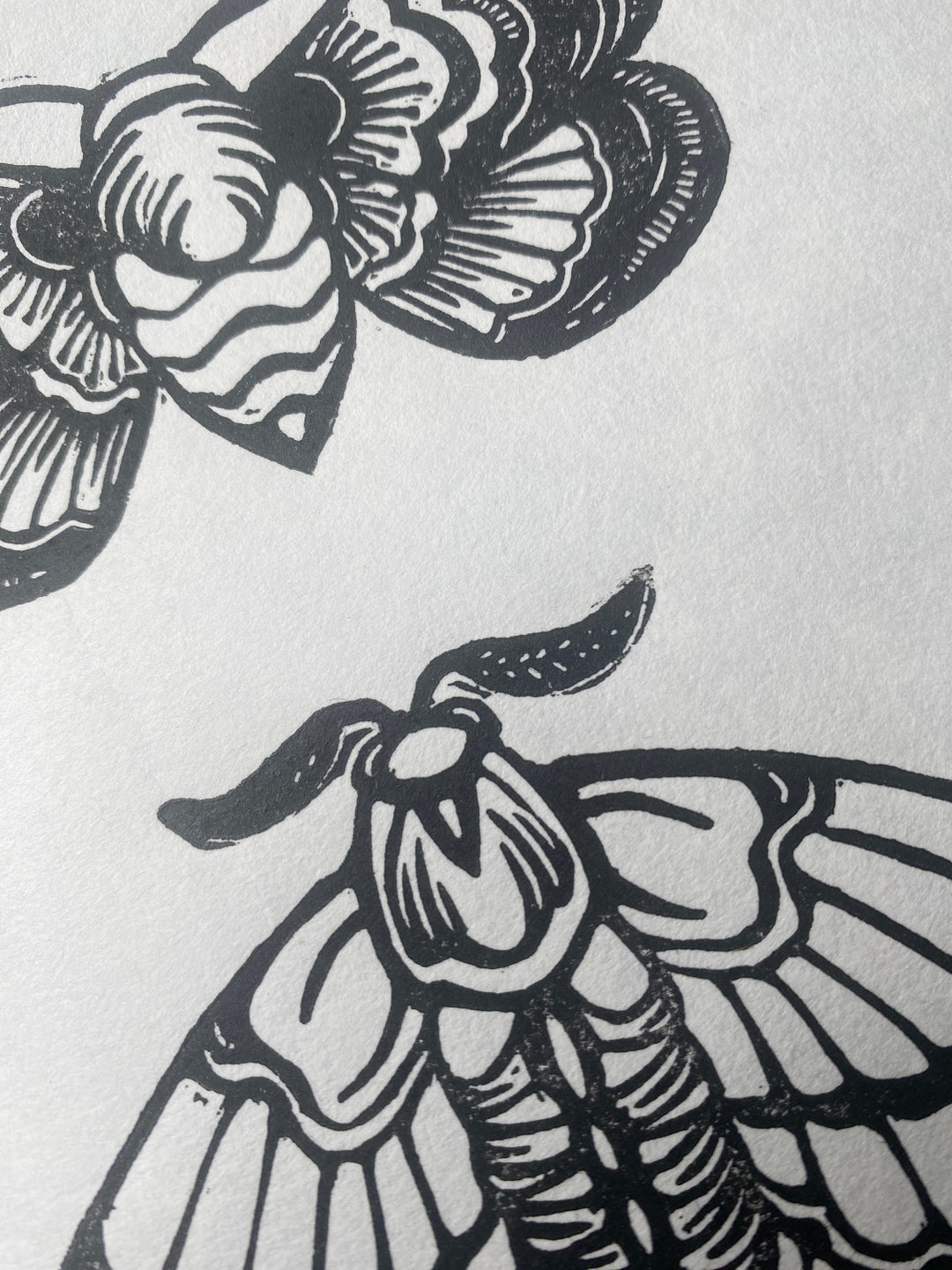 Moths Handmade Linocut Print Prints Home & Living Home Decor Wall Art ...