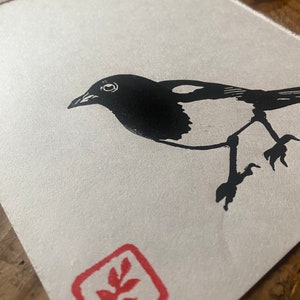 Magpie Handmade Linocut Print Prints Home & Living - Etsy
