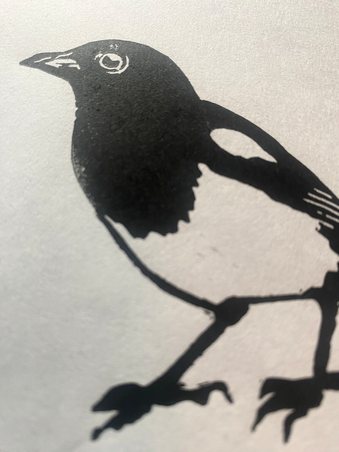 Magpie Handmade Linocut Print Prints Home & Living - Etsy