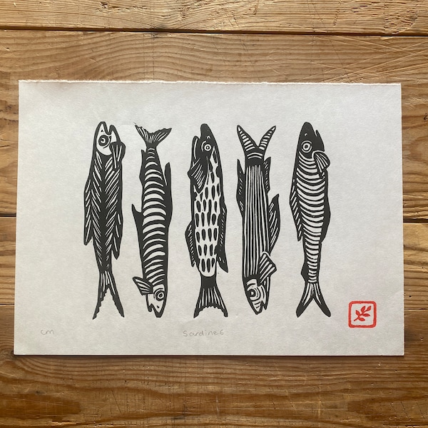 Fish Linocut - Etsy