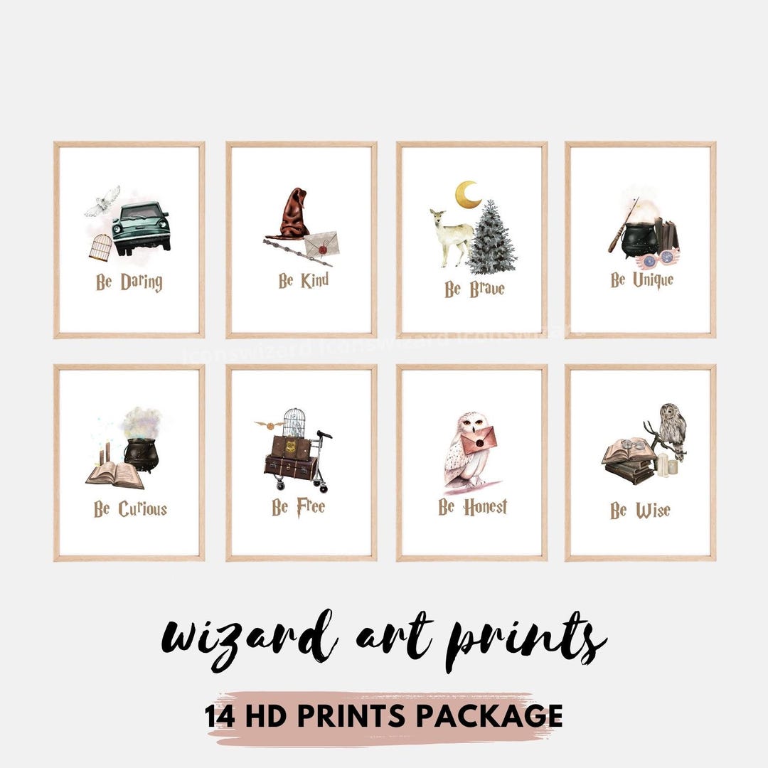Wizard Wall Art Print, Wizarding Nursery Decor, Nursery Neutral ...