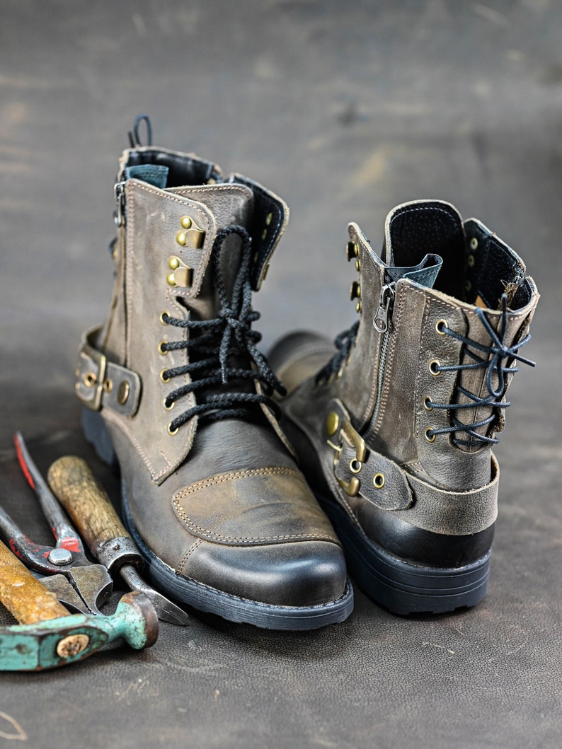 Handmade Italian Leather Motorcycle Boots, Men's High Boots, Leather ...