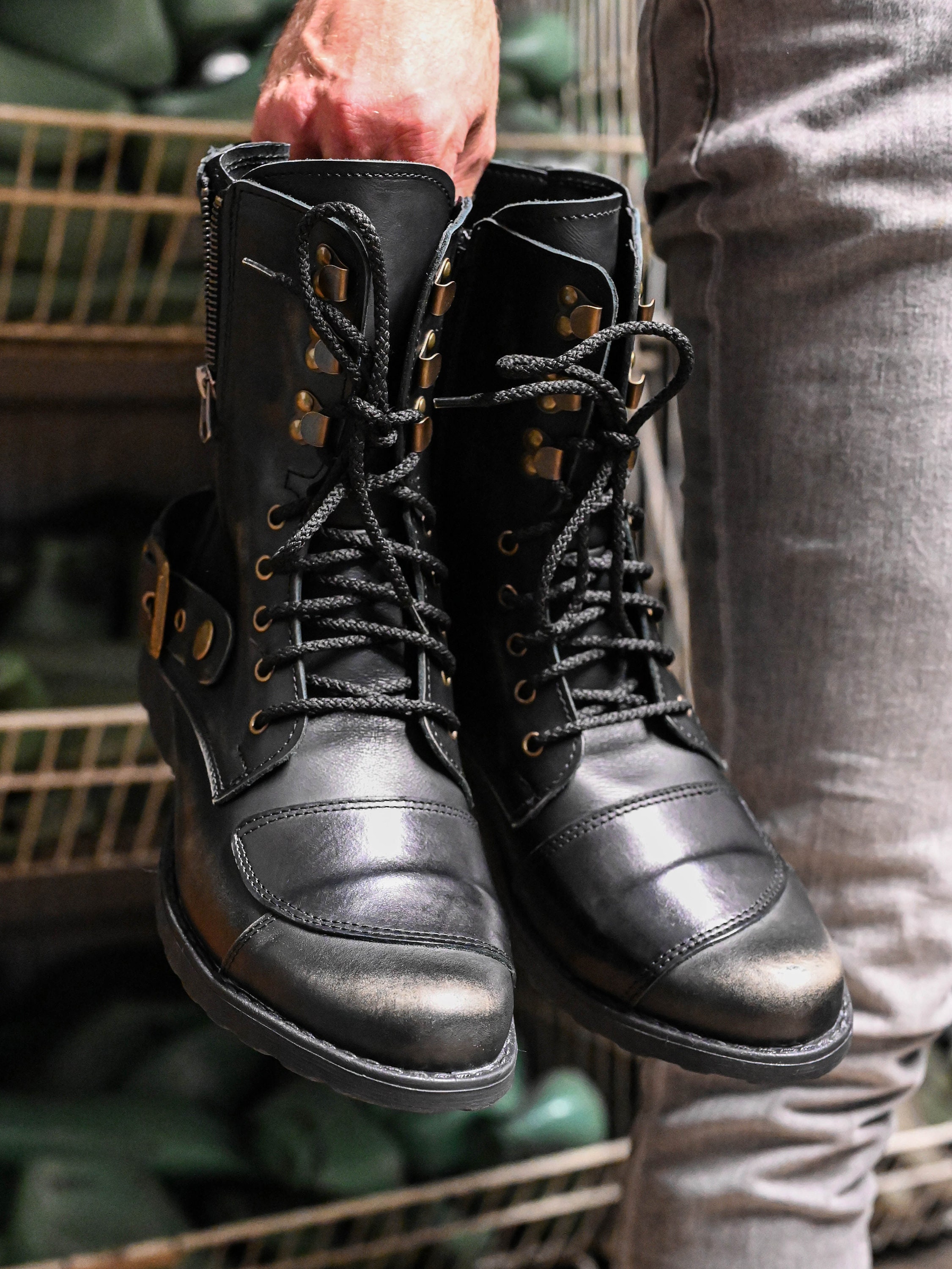 Handmade Italian Leather Motorcycle Boots Men's High - Etsy