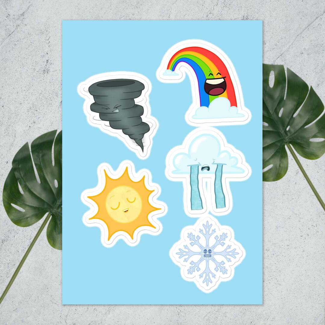 Emotional Weather Sticker Set Cute and Expressive Weather-themed ...
