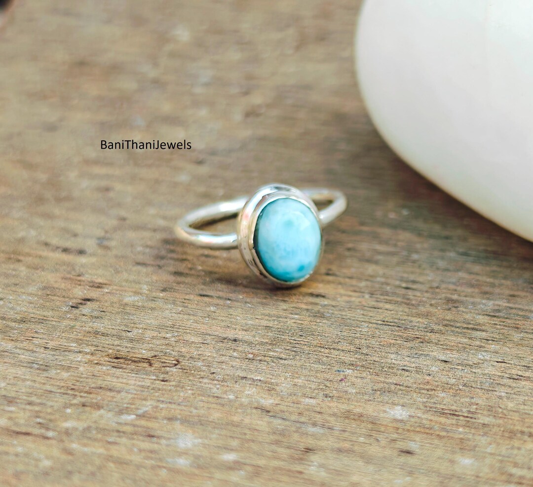 Handmade Larimar Ring, 925 Sterling Silver, Dainty Silver Jewelry - Etsy
