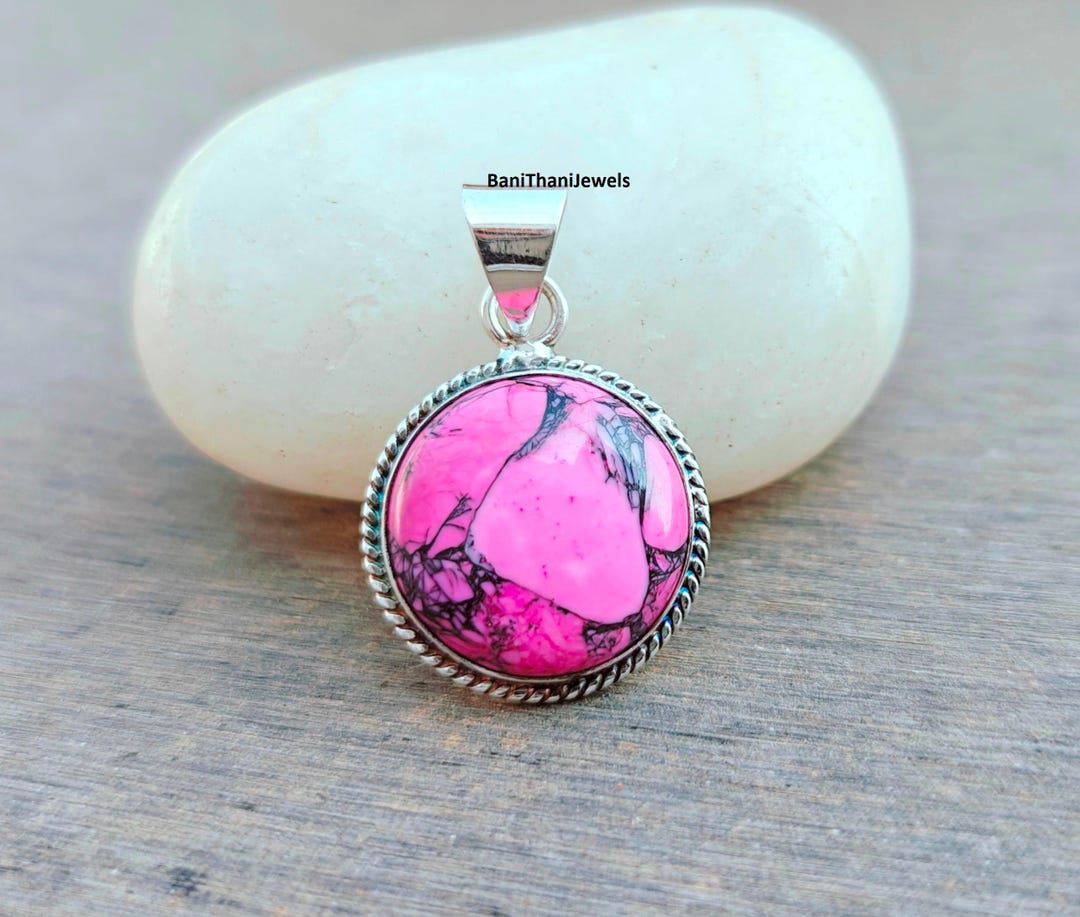 Pink Turquoise Pendant, Gemstone Jewelry, 925 Sterling Silver - Etsy