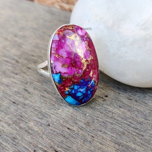 Pink Copper Turquoise Ring, Handmade Ring, Gemstone Ring, 925 Silver ...