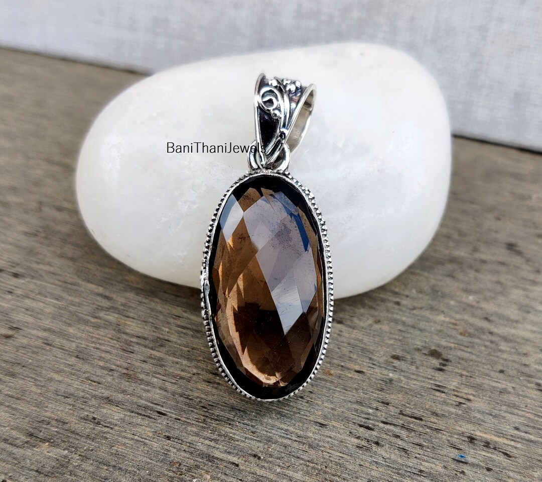 Smoky Quartz Pendant, Quartz Pendant, 925 Silver Pendant, Women Pendant ...