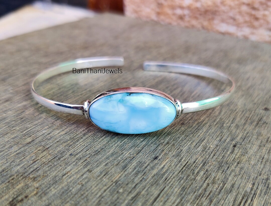 Larimar Bangle Handmade Bangle 925 Sterling Silver Bangle - Etsy