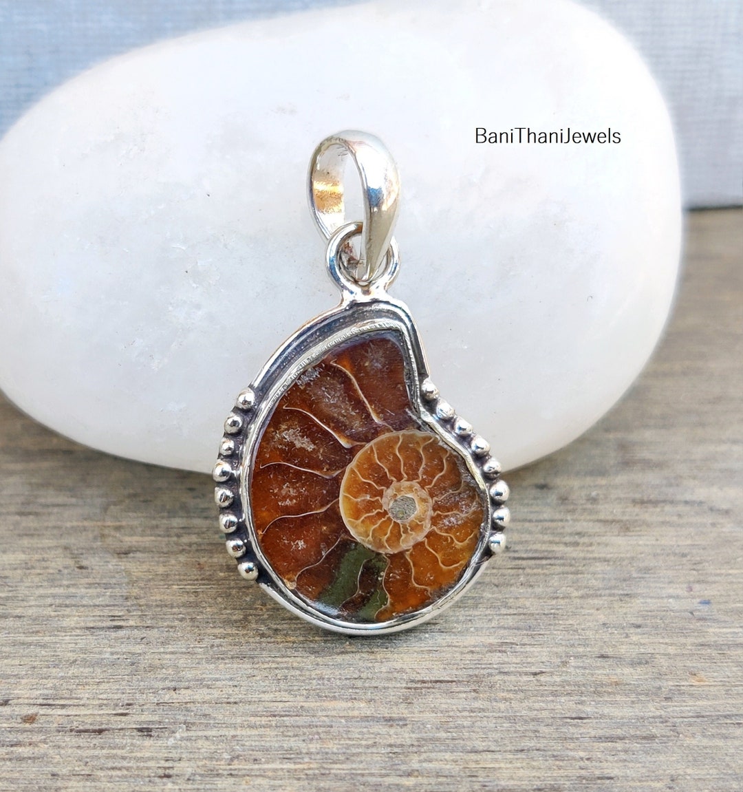 Ammonite Fossil Pendant, Silver Pendant, Ammonite Fossil Jewelry ...