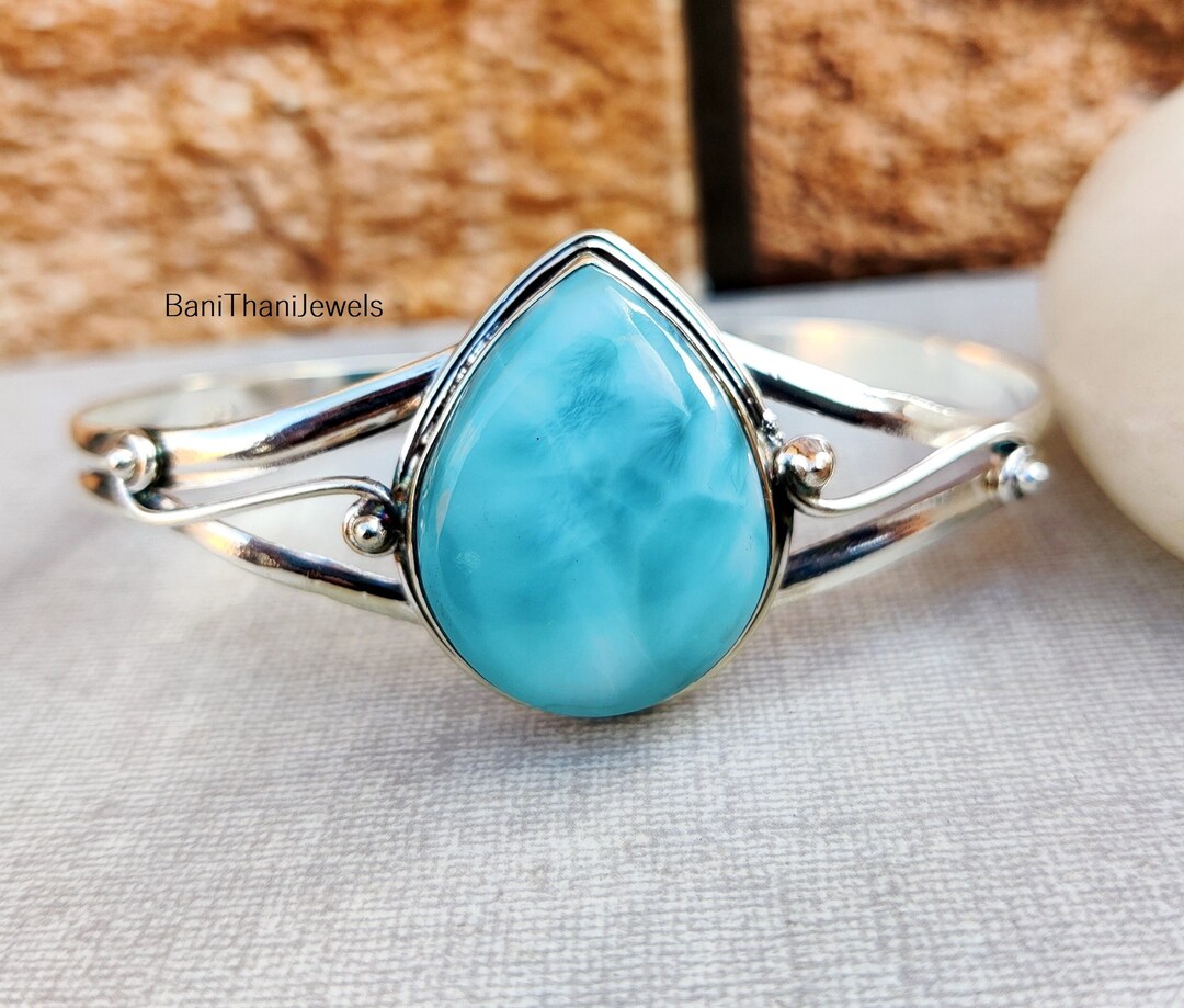 Larimar Bangle, 925 Sterling Silver Bangle, Women Bangle, Larimar ...