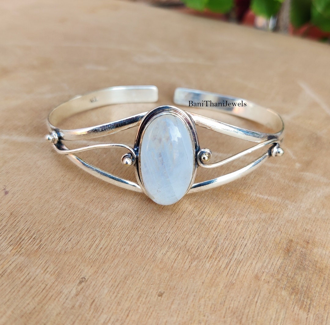 Moonstone Bangle, 925 Sterling Silver Bangle, Silver Jewelry, Handmade ...