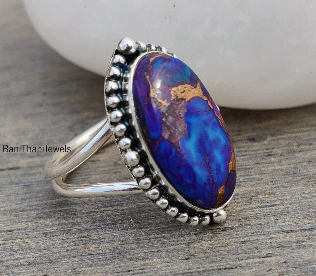Purple Copper Turquoise Ring, Gemstone Ring, Turquoise Ring, 925 Silver ...
