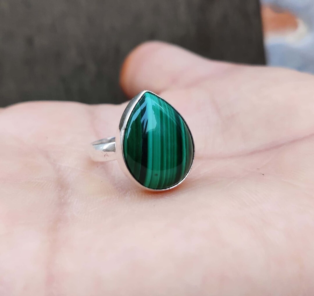 Malachite Ring, 925 Silver Sterling Ring, Gemstone Ring, Handmade Ring ...