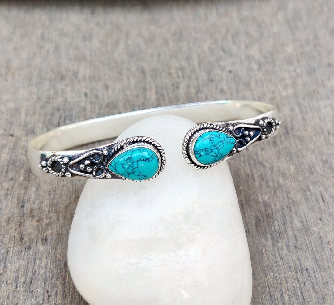 Blue Turquoise Bangle, Turquoise Bangle, Handmade Bangle, Turquoise ...
