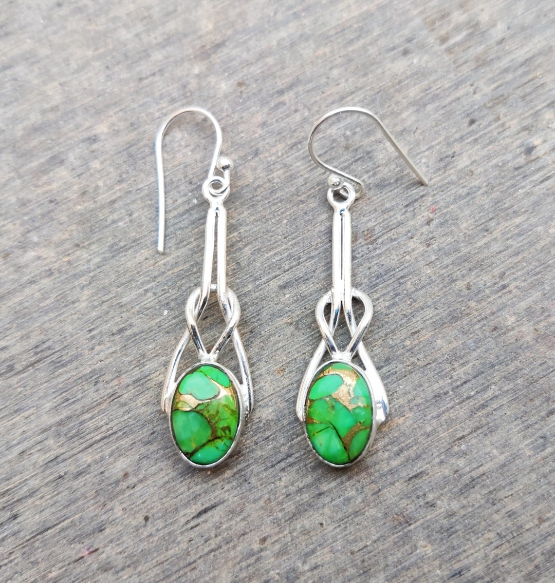 Green Turquoise Earrings, Turquoise Earring, Women Earrings, Turquoise ...