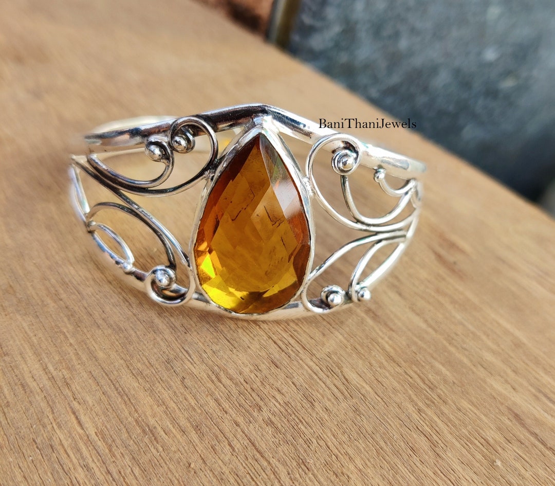 Citrine Bangle, Handmade Bangle, Citrine Bracelet, Cuff Bangle ...