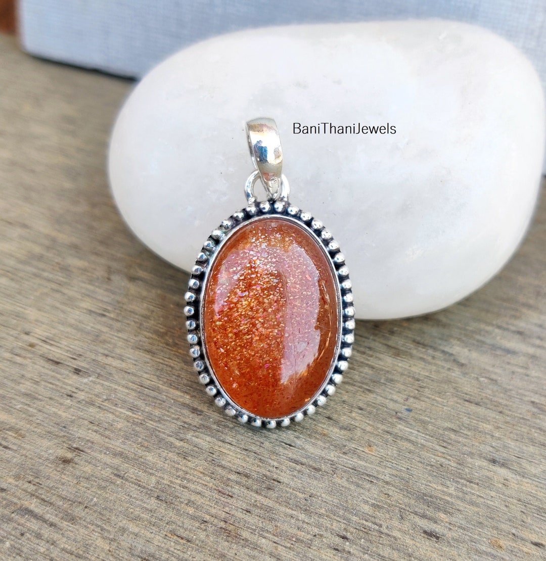 Handmade Sunstone Pendant: 925 Sterling Silver Gemstone Jewelry - Etsy