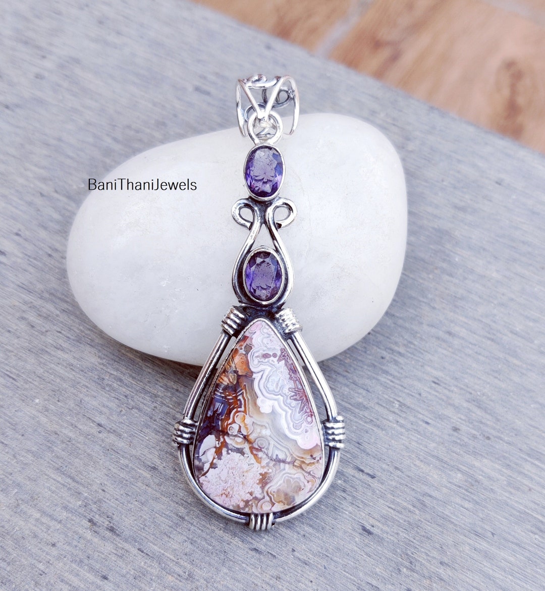 Crazy Lace Pendant, 925 Silver Sterling Pendant, Handmade Pendant ...