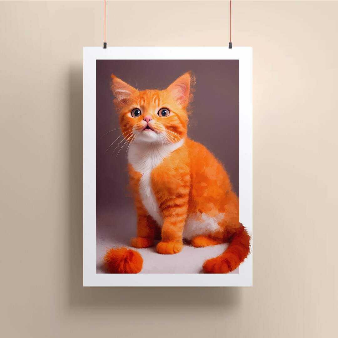 Cute Baby Cat Painting Poster - Oil Style Portrait of a Kitten ...
