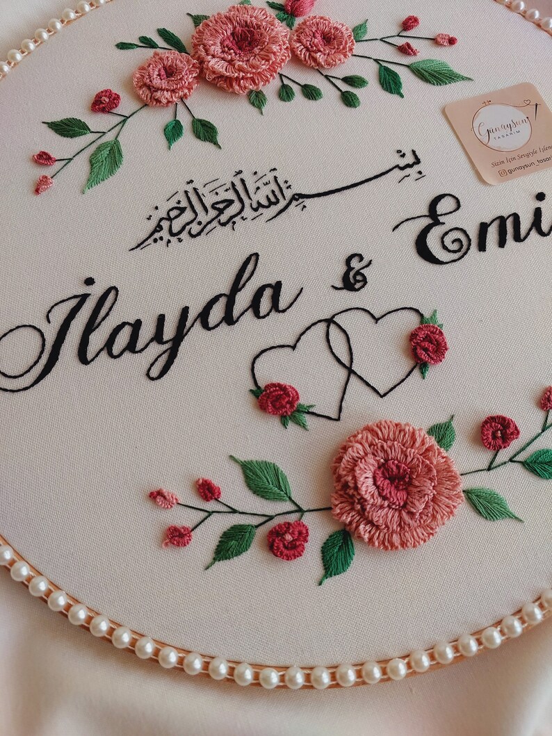 Wedding Embroidery Hoop Custom With Couple's Names, Wedding Anniversary ...
