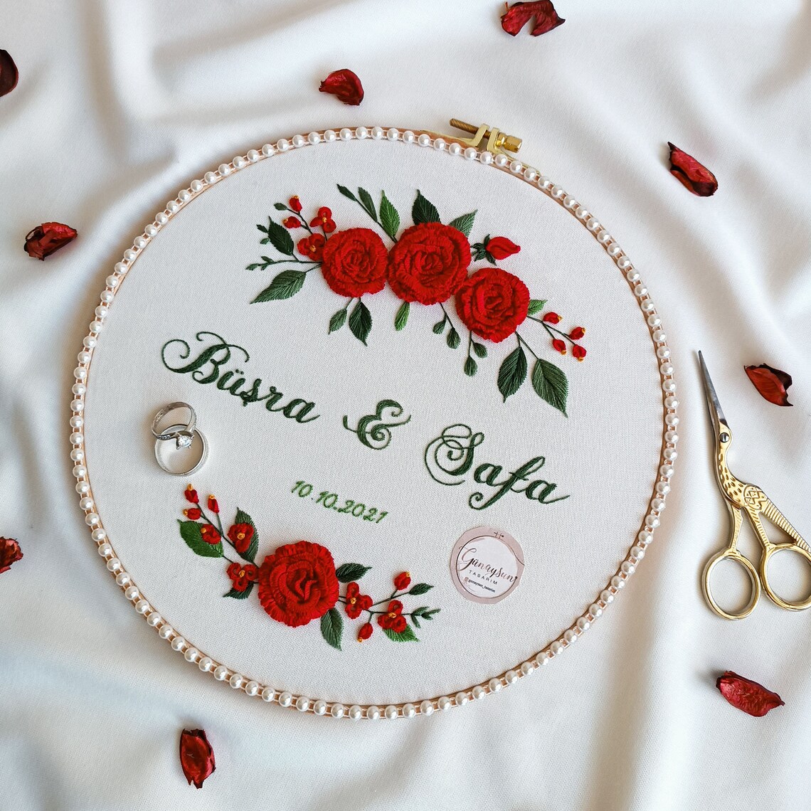 Wedding Embroidery Hoop Custom With Couple's Names, Wedding Anniversary ...