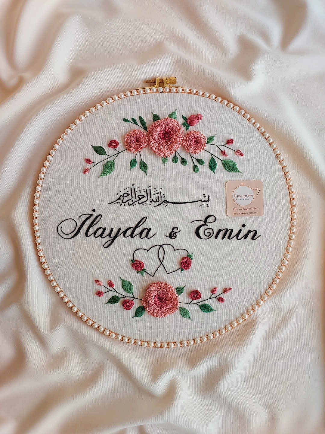 Wedding Embroidery Hoop Custom With Couple's Names, Wedding Anniversary ...