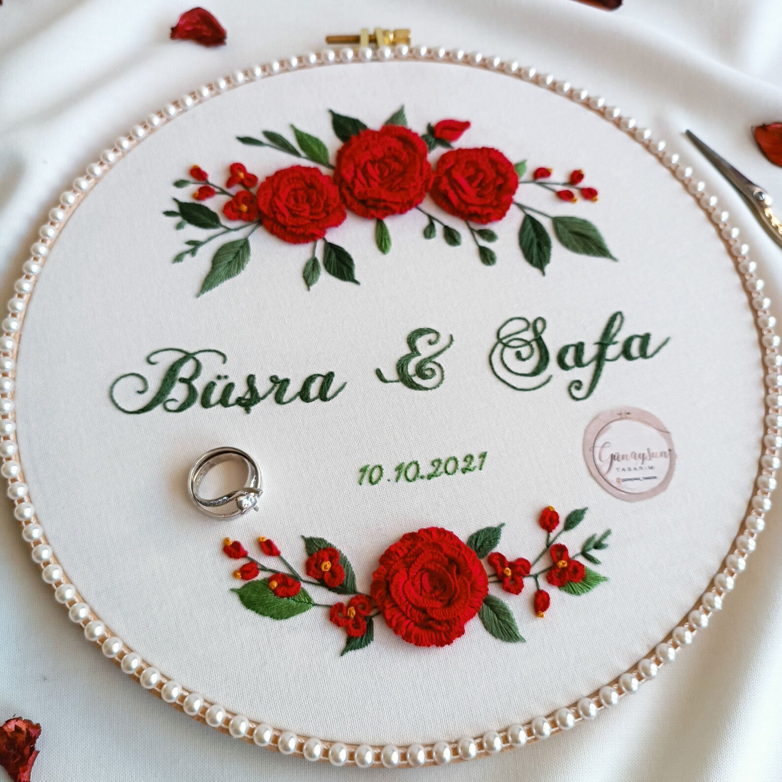 Wedding Embroidery Hoop Custom With Couple's Names, Wedding Anniversary ...