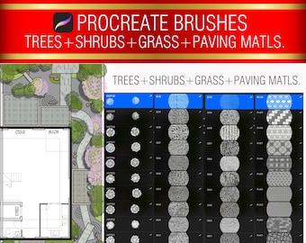 Procreate Brush Set 4, Procreate Tree Stamp, Grass Brush, Shrubs Brush ...
