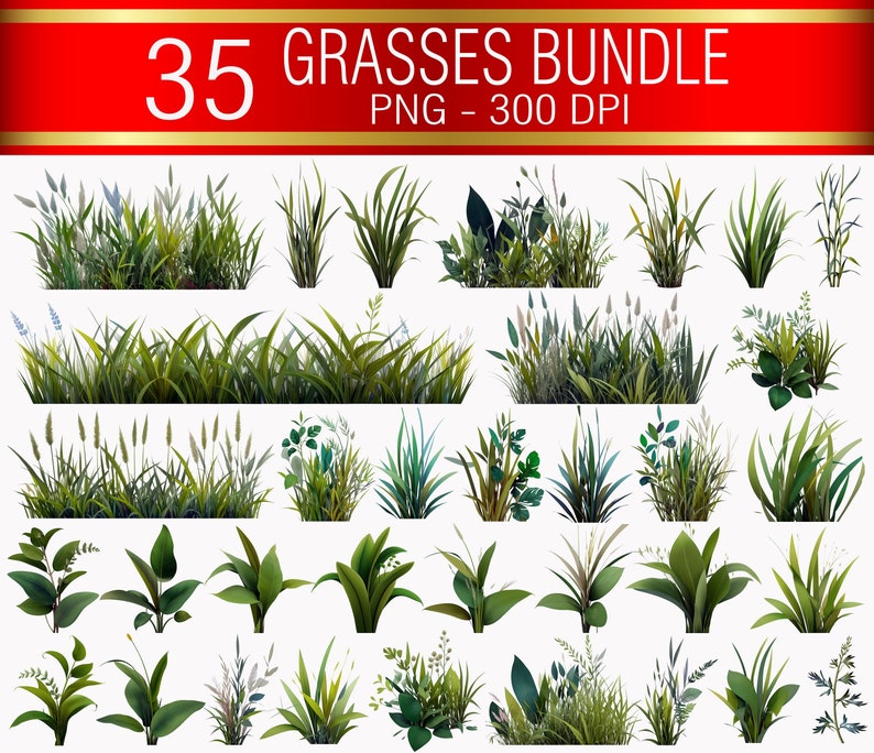 Grass Bundle, Grasses, Grass Stamps, Landscape Grass Symbols, Gardening ...