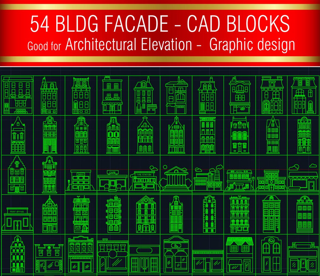Building Facade CAD Blocks | Residential Elevation DWG Files for ...