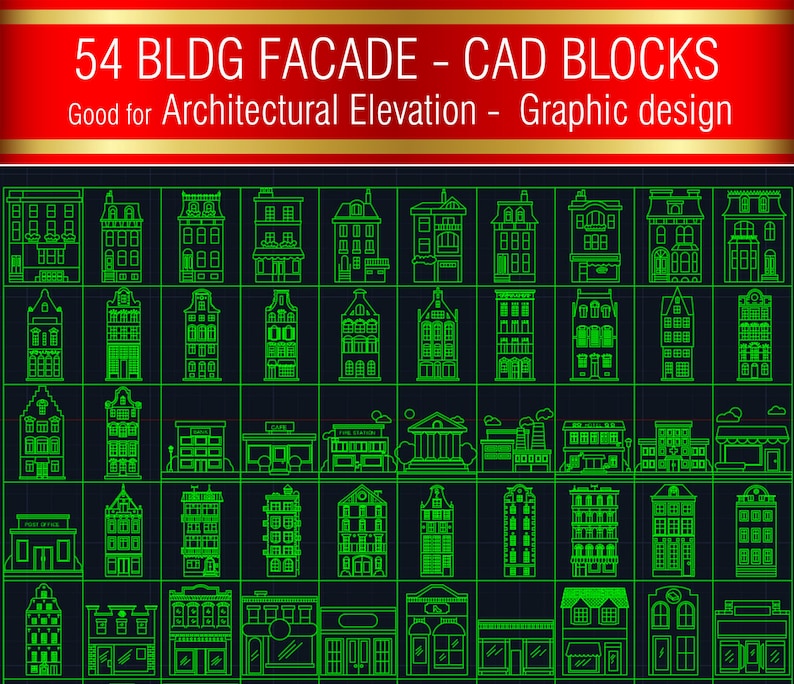 Building Facade CAD Blocks | Architectural Elevation DWG Files for ...