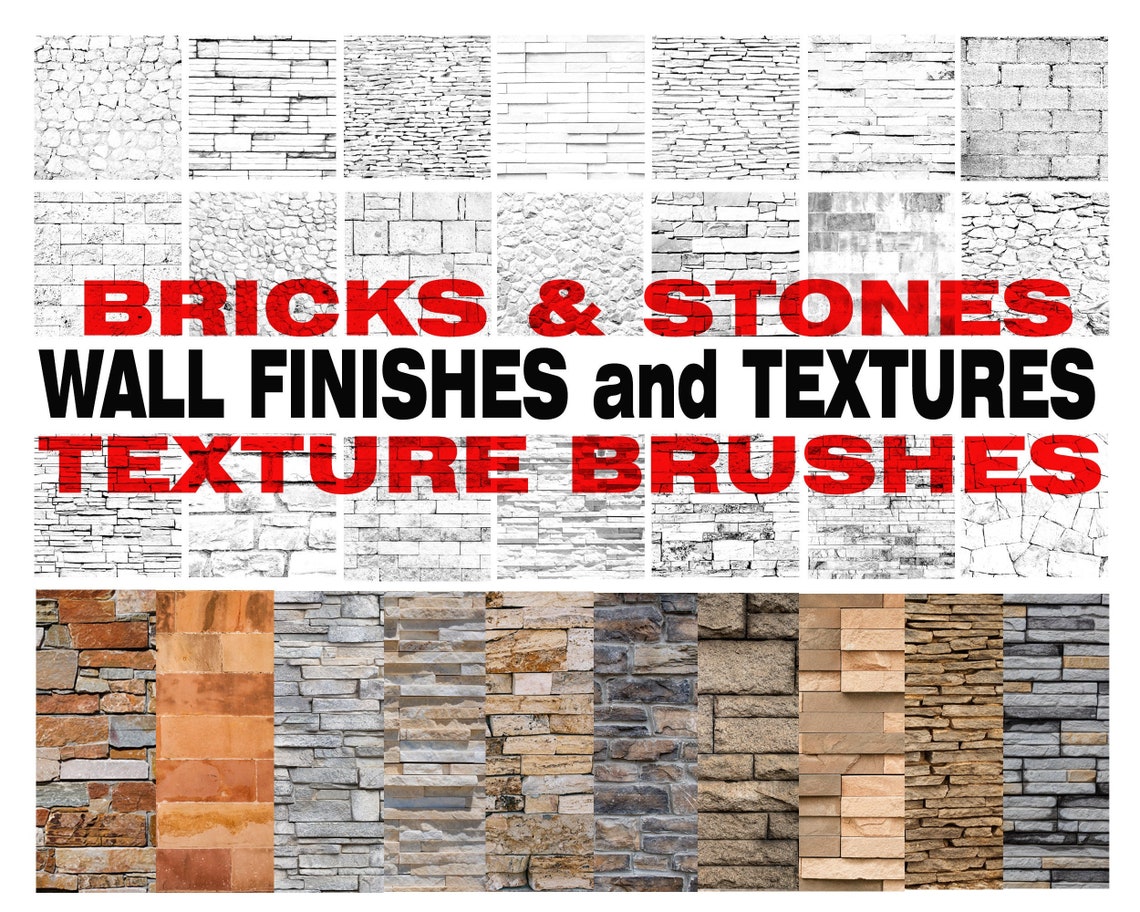 34 Bricks and Stones Texture Brushes Bricks Pattern Stone - Etsy