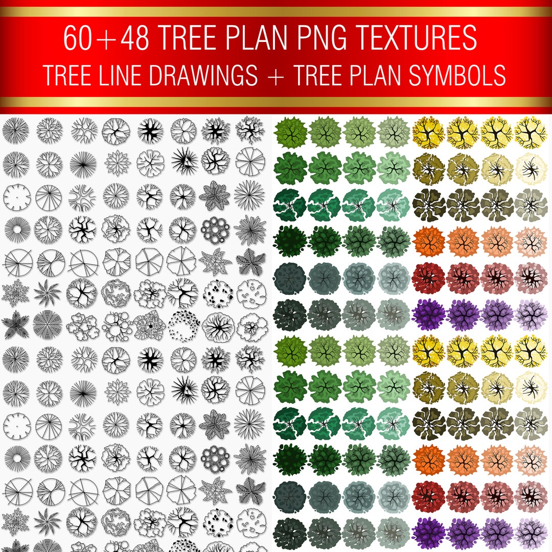 Tree Plan Symbol Pack, Landscape Tree Plan View PNG, Tree Stamps ...