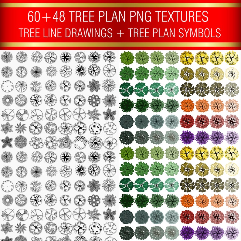 Tree Plan Symbol Pack, Landscape Tree Plan View PNG, Tree Stamps ...