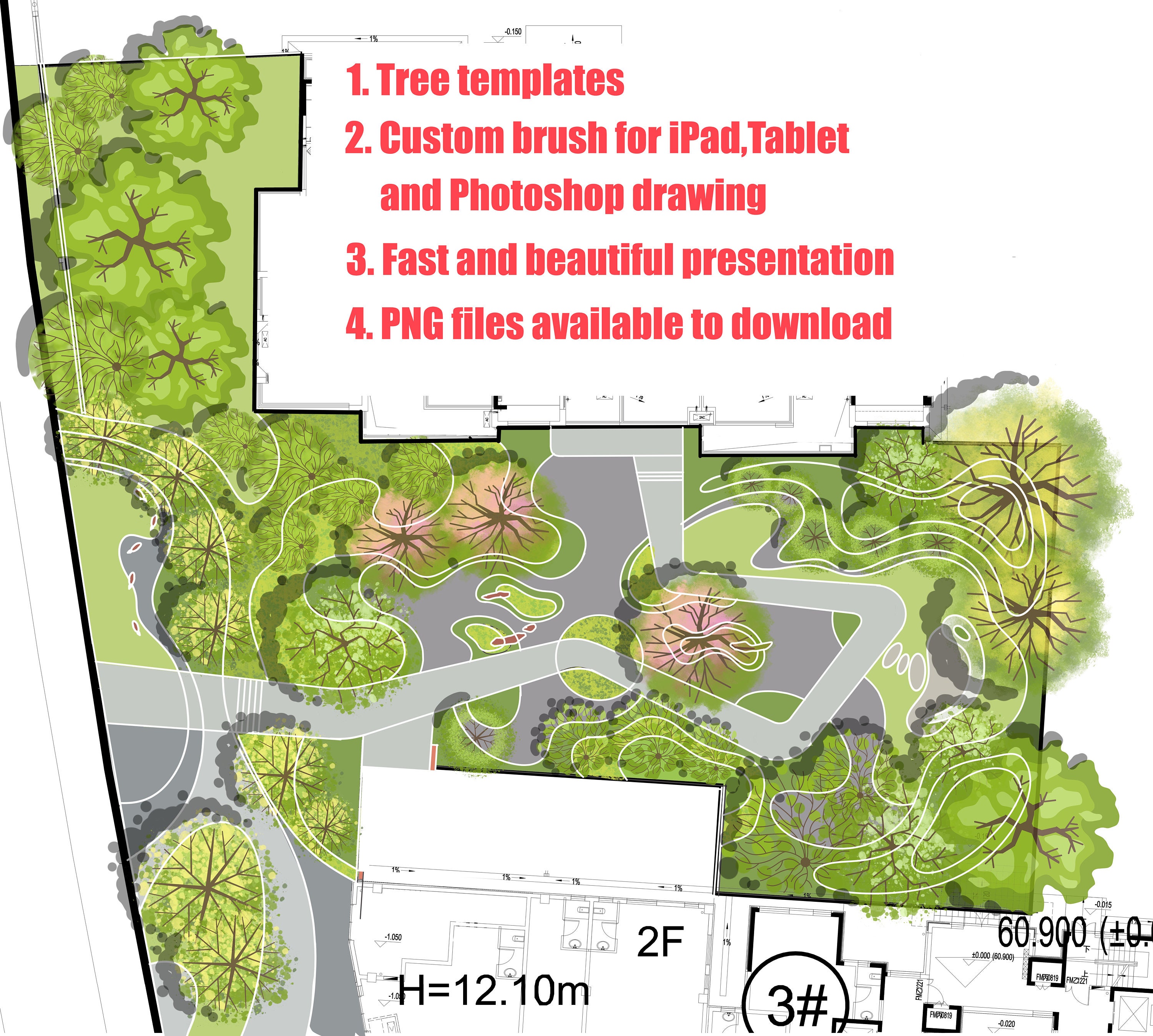 Landscape Tree Plan View PNG: Treetop Templates, Architecture Symbols ...
