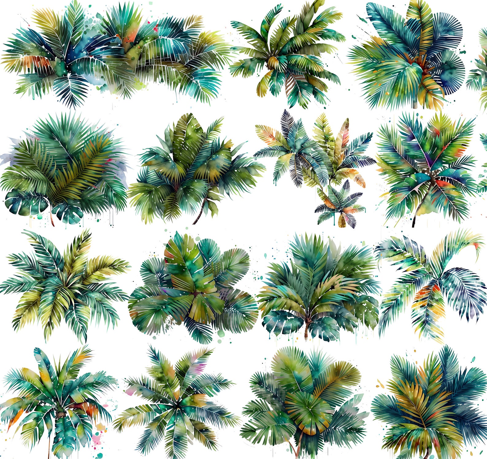 Palm Tree Watercolor PNG, Watercolor Palm Tree Top View Images, Palm ...
