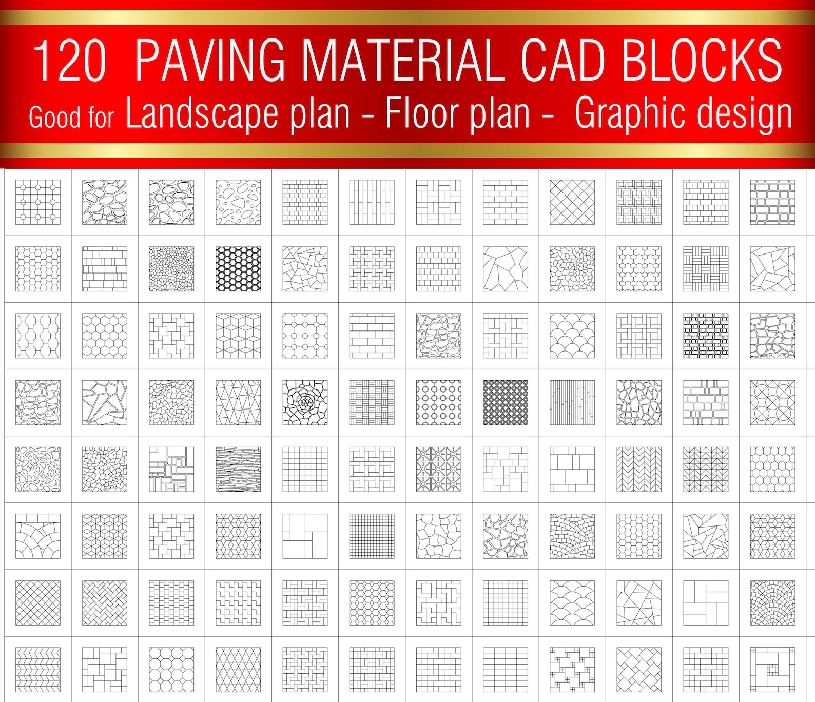 Paving Pattern CAD Blocks | Landscape Architecture DWG Autocad Symbols ...
