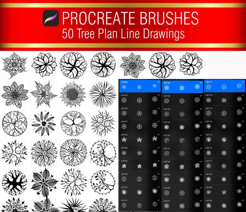 Procreate Tree Plan Stamps, Procreate Landscape Tree Brushes, Tree ...