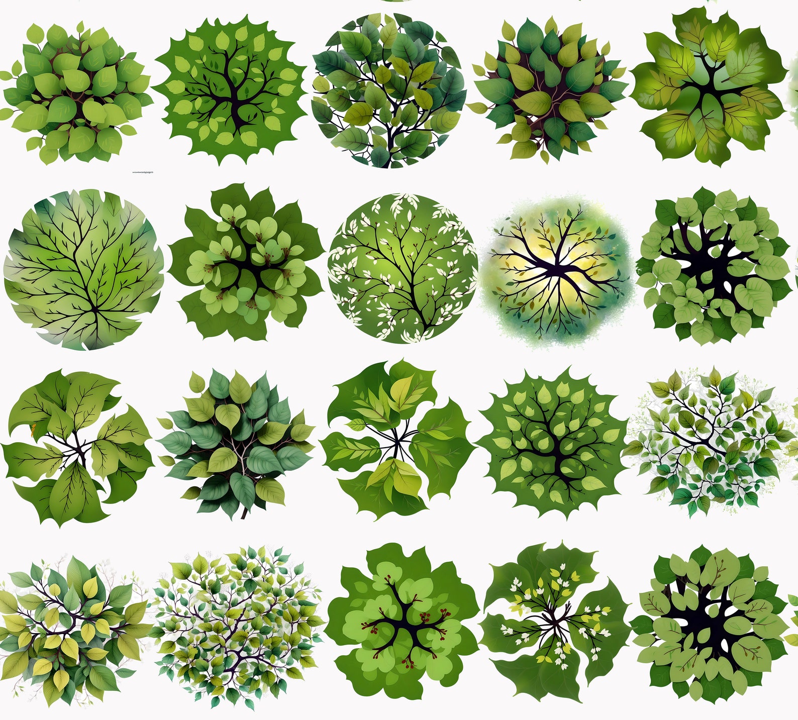 Tree Plan Bundle, Tree Stamps, Tree, Landscape Tree Symbols, Custom ...